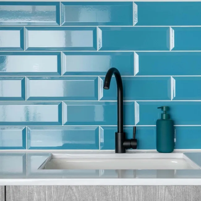 Metro Teal Gloss Ceramic Wall Tiles- Tile Mountain