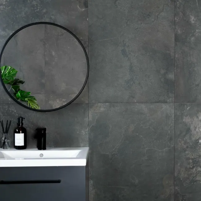 Magma Sparkle Black Slate Effect Anti Slip Porcelain Tile