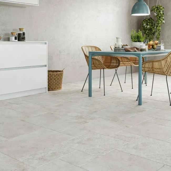 Bologna Modular White Stone Effect Matt Porcelain Floor Tile | TileMountain