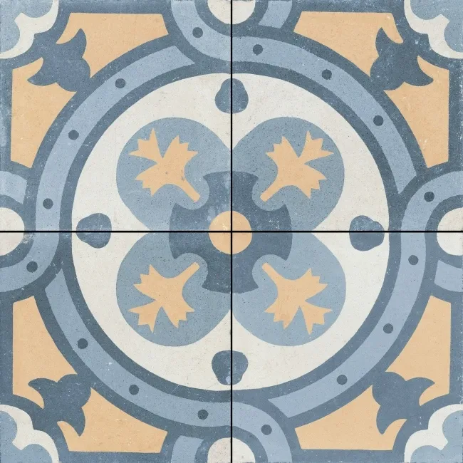 Granada Blue Victorian Patterned Floor Tile | Tile Mountain