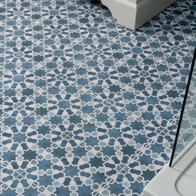 Agadir Blue Pattern Matt Ceramic Floor Tile | Tile Mountain