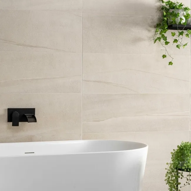 Burlington Stone Effect Cream Matt Ceramic Wall Tile | Tile Mountain