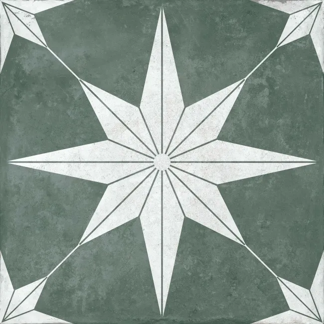 Supernova Green Patterned Matt Vitrified Ceramic Floor Tile