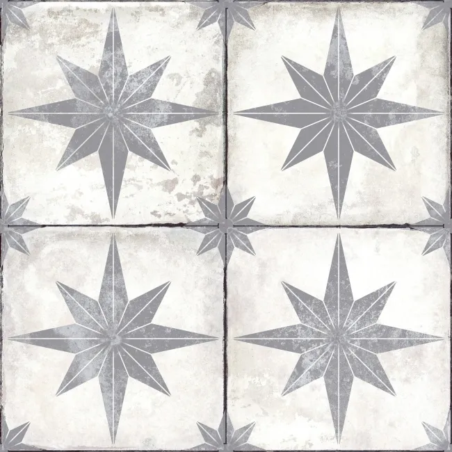 Star Grey Patterned Matt Ceramic Floor Tile | Tile Mountain