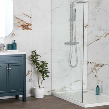 Barnaby White Marble Effect Large Polished Wall & Floor Tile | Tile ...