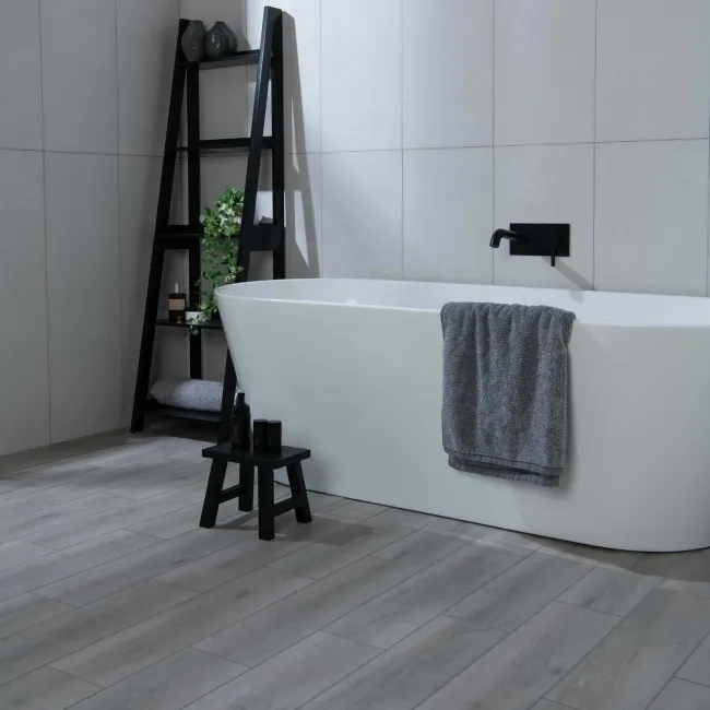 Baron Grey Oak Wood Effect Matt Porcelain Floor Tile