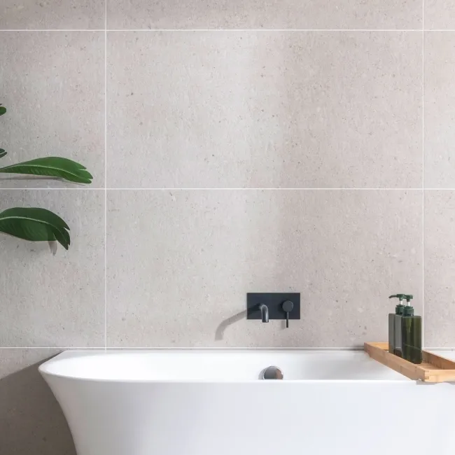 Flakestone Cream Concrete Effect Matt Porcelain Wall and Floor Tile ...