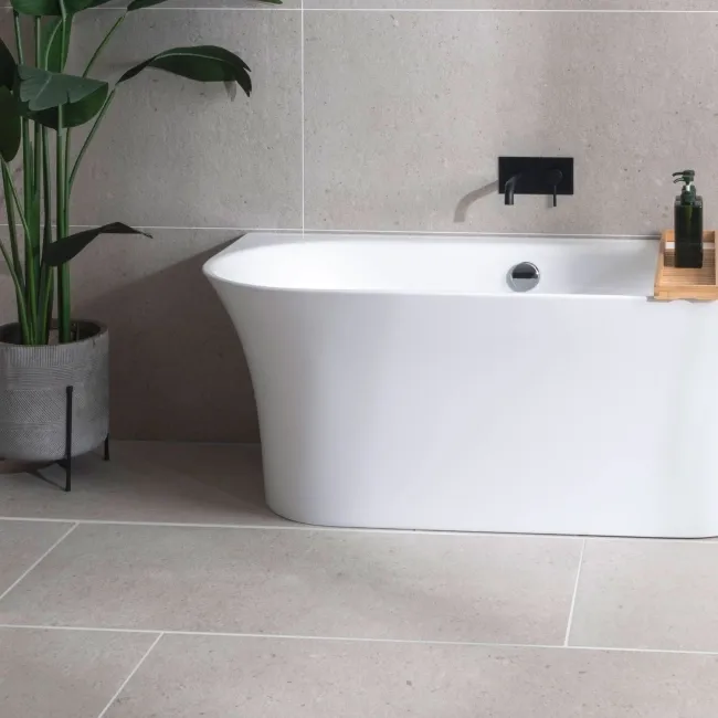 Flakestone Cream Concrete Effect Matt Porcelain Wall and Floor Tile ...