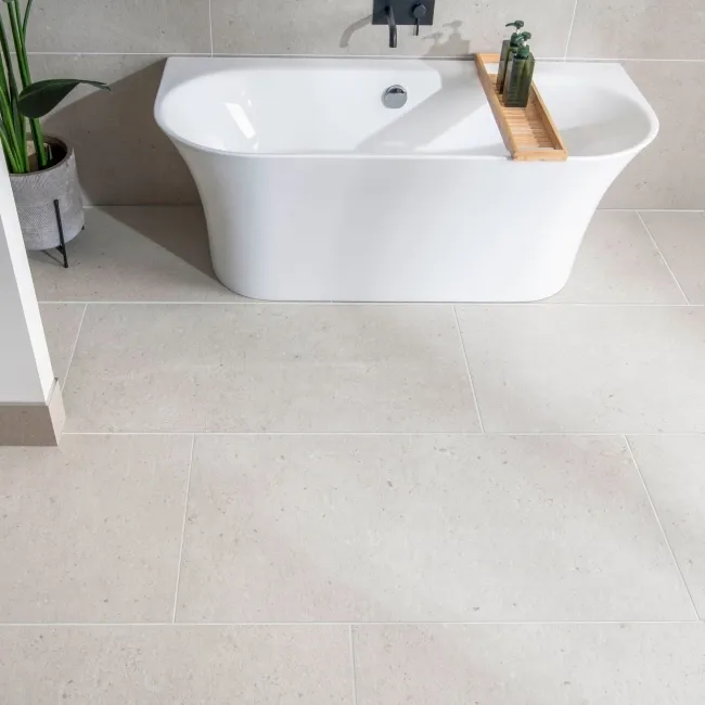 Flakestone Cream Concrete Effect Matt Porcelain Wall and Floor Tile ...