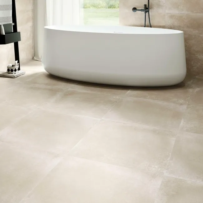 Beton Beige Concrete Effect Matt Porcelain Floor Tile | Tile Mountain