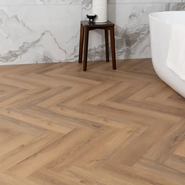 Paris Natural Oak Herringbone Luxury Click Vinyl Flooring 5mm | Tile ...
