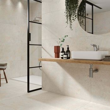 Roca Limestone Effect Ivory Matt Large Porcelain Wall & Floor Tile ...