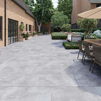Augusta Ice Grey Slate Effect Matt Porcelain Outdoor Slab