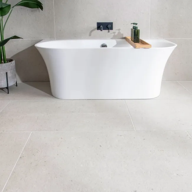 Flakestone Cream Concrete Effect Matt Porcelain Wall and Floor Tile ...
