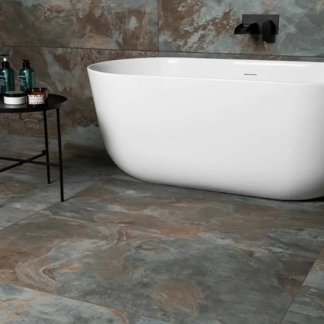 Slate Way Green Matt Porcelain Wall and Floor Tile | Tile Mountain