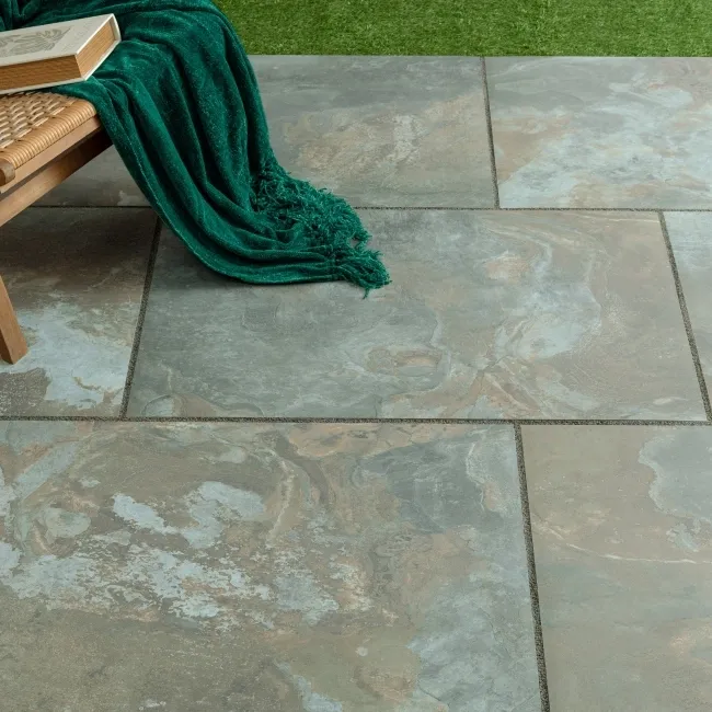 Slate Way Green Matt Porcelain Outdoor Slab | Tile Mountain