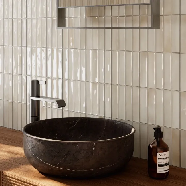Alba Beige Kit Kat Effect Gloss Ceramic Wall Tile | Tile Mountain