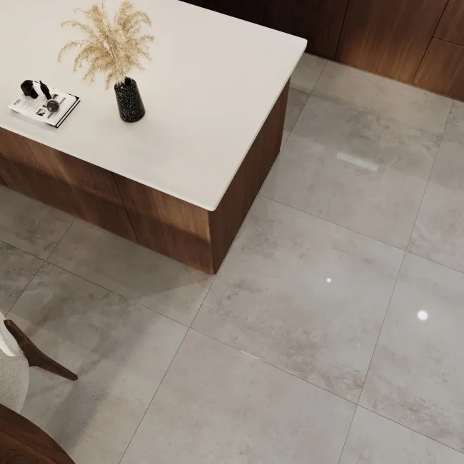 Clinquer Grey Polished Concrete Effect Porcelain Floor Tile | Tile Mountain
