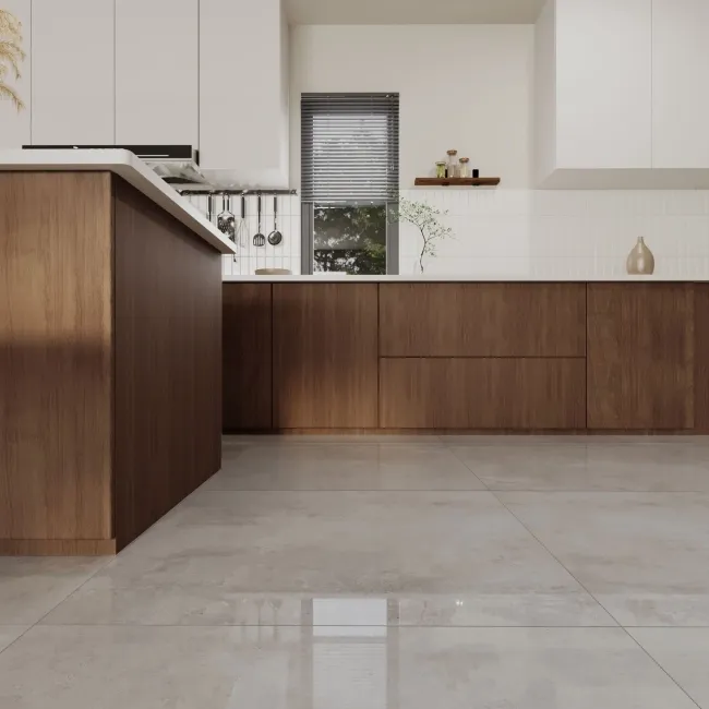 Clinquer Grey Polished Concrete Effect Porcelain Floor Tile | Tile Mountain