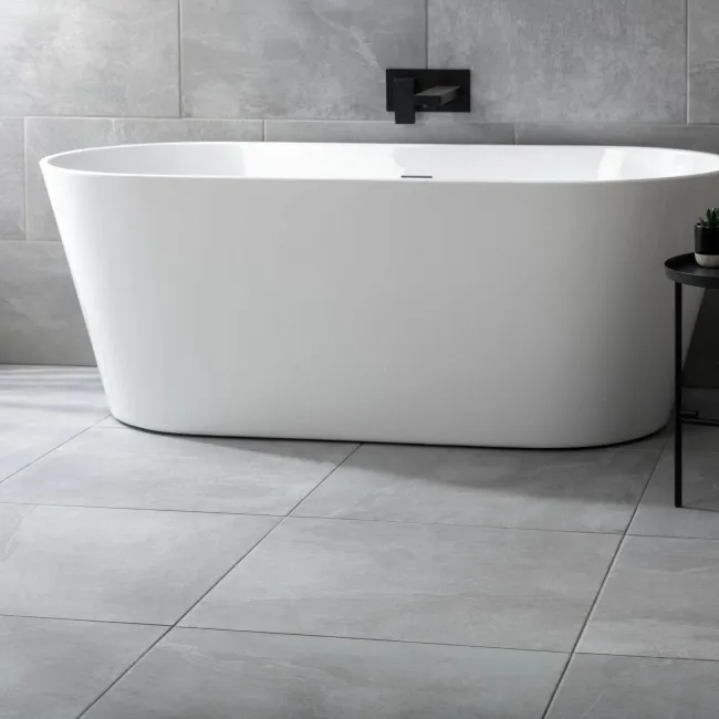 Augusta Ice Grey Slate Effect Matt Porcelain Floor Tile | Tile Mountain