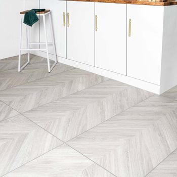 Loire Grey Matt Chevron Wood Effect Porcelain Floor Tile