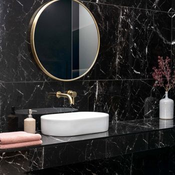 Sky Black Marble Effect Polished Porcelain Tile